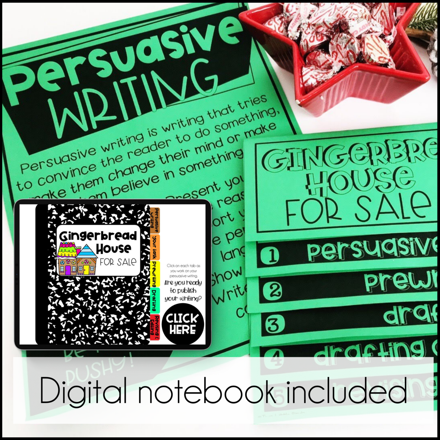 Winter, Holiday Writing Prompt-Gingerbread House for Sale - Two Little ...