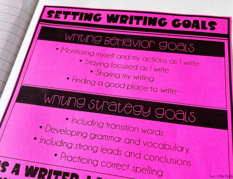 Setting Writing Goals in Writing Workshop - Two Little Birds Teaching